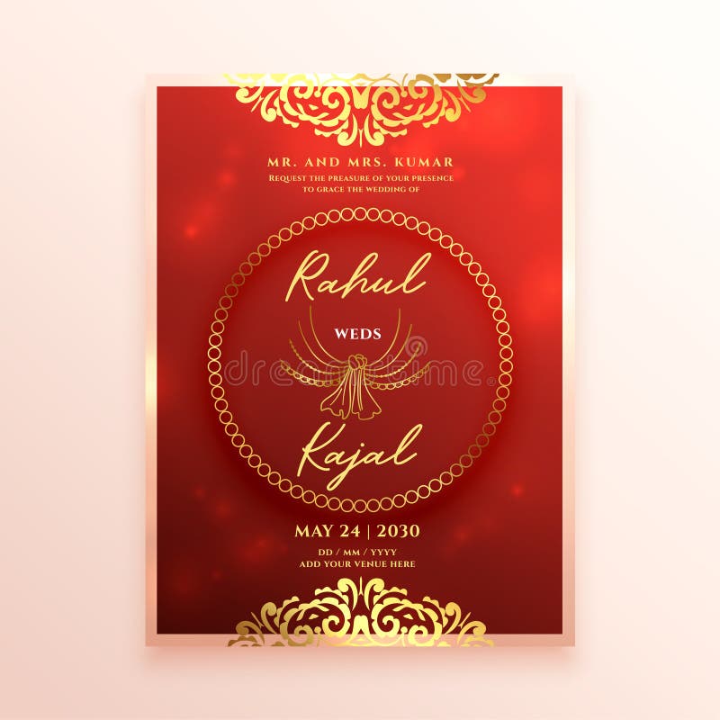Traditional Indian Wedding Greeting Card Poster Save the Date Stock ...