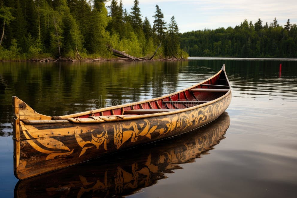 Traditional Indigenous Canoe by a Lake Stock Photo - Image of ...
