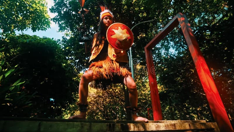 Traditional Indigenous Dancer in Ceremonial Attire Performing a Ritual ...