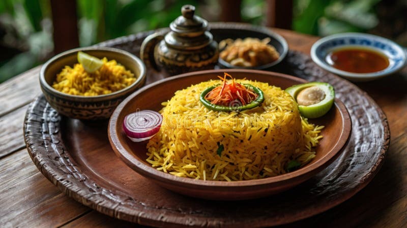 Traditional Indonesian Food, Nasi Kuning or Called Nasi Uduk with ... Traditional Indonesian Food, Nasi Kuning or Called Nasi Uduk with ...
