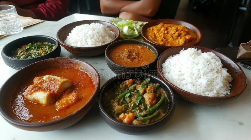 Traditional Indonesian Food, Several Curries and Rice Stock Image ...