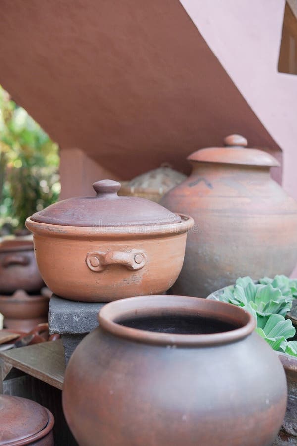 Traditional Indonesian Jars Stock Photo - Image of lighting, flower ...