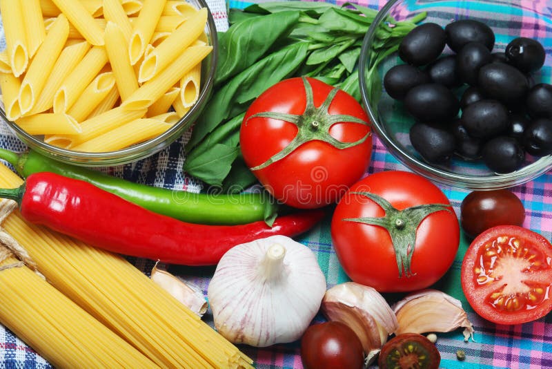 Ingredients for Traditional Italian Pasta Stock Image - Image of ...