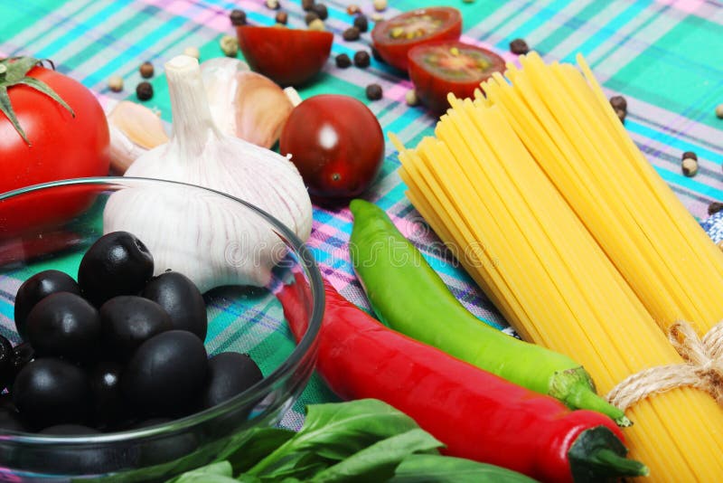 Ingredients for Traditional Italian Pasta Stock Image - Image of ...