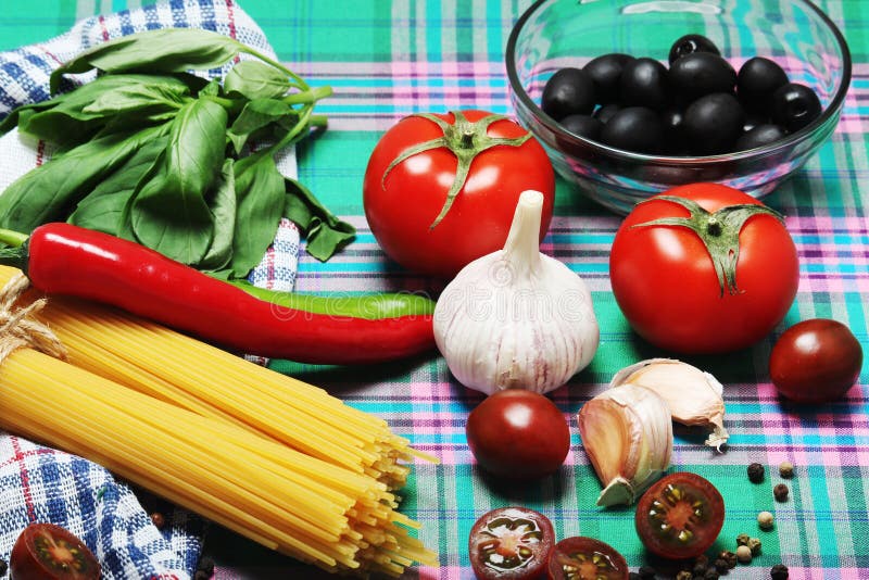Ingredients for Traditional Italian Pasta Stock Image - Image of ...