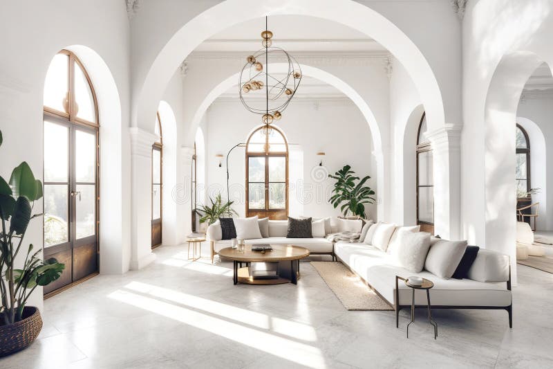 Traditional Interior Design of Modern Mansion with Arch. Created with ...