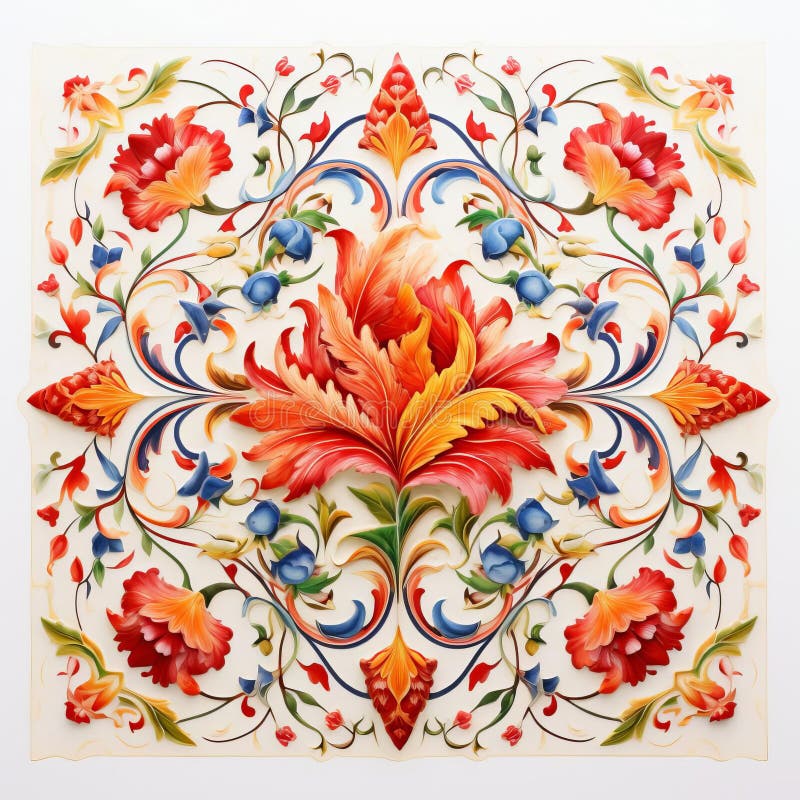 Traditional Iranian Handmade Art on White Isolated Background Stock ...