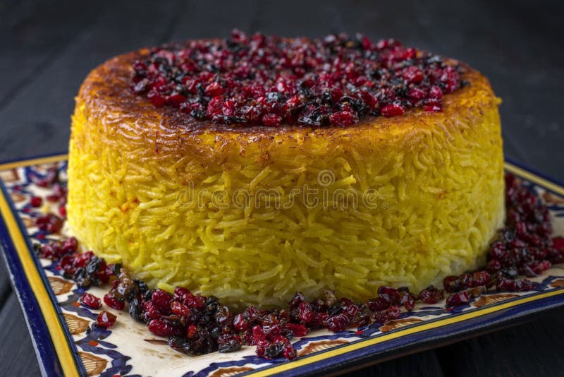 Traditional Iranian Rice Pie Tahdig Polo with Berberis Stock Image ...