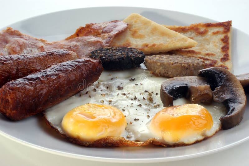 Irish Breakfast on a Large Plate Stock Image - Image of food, white ...