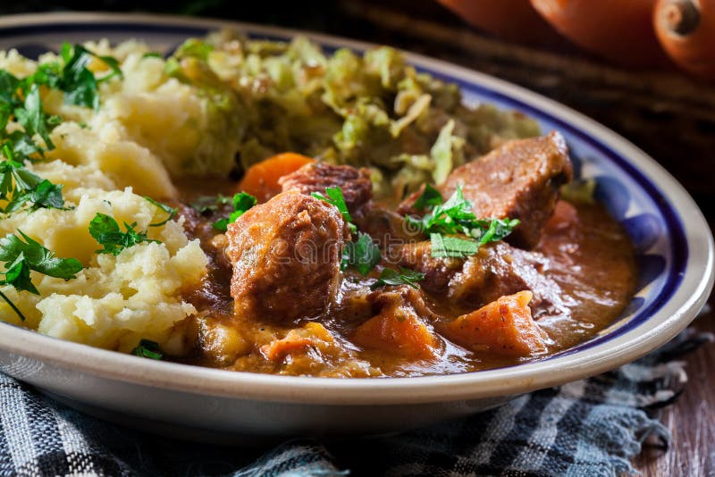 Traditional Irish Stew Served with Potatoes and Cabbage Stock Image ...