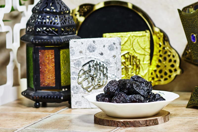 Traditional Islamic Decor with Lantern, Dates, and Ornamental Elements ...