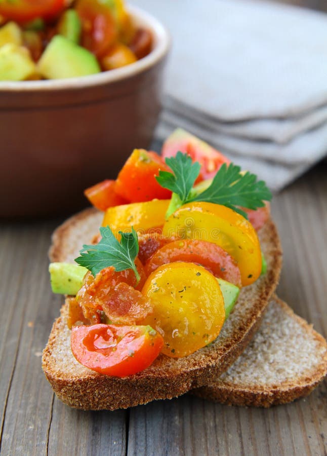 Traditional Italian Appetizer of Bruschetta Stock Photo - Image of ...