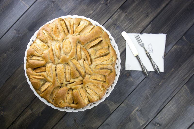 Traditional Italian Apple Pie on a Wooden Table Stock Photo - Image of ...