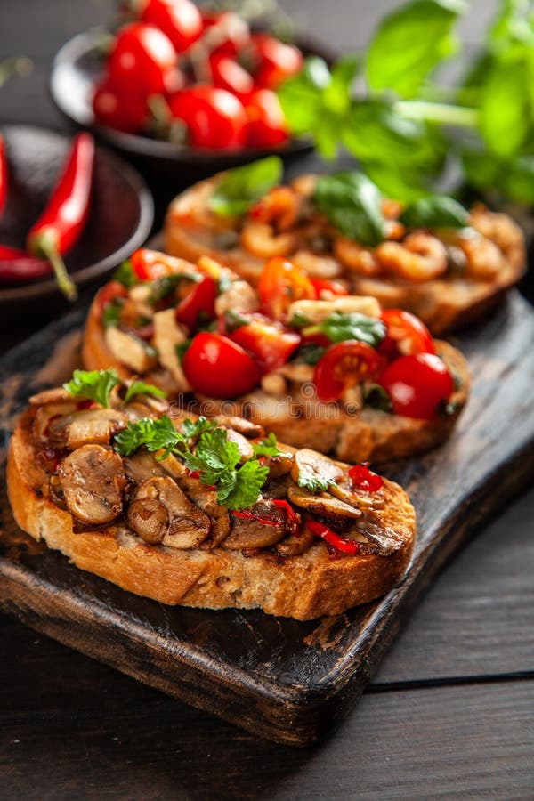 Traditional Italian Bruschettas Stock Image - Image of dinner, fresh ...