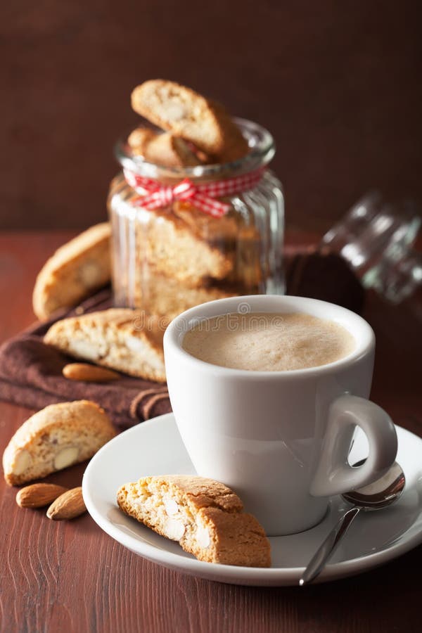 Traditional Italian Cantuccini Cookies and Coffee Stock Photo - Image ...