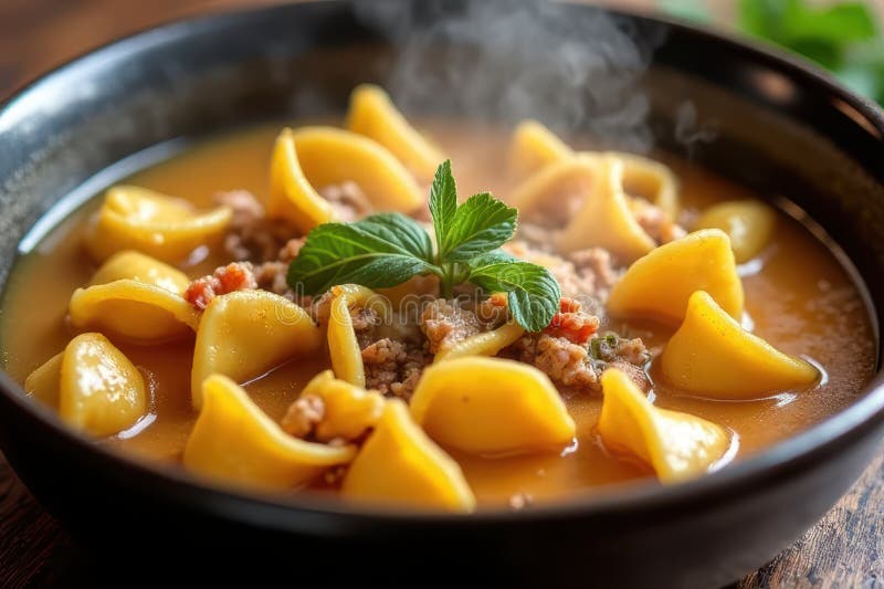 Traditional Italian Cappelletti Soup in a Bowl Stock Image - Image of ...