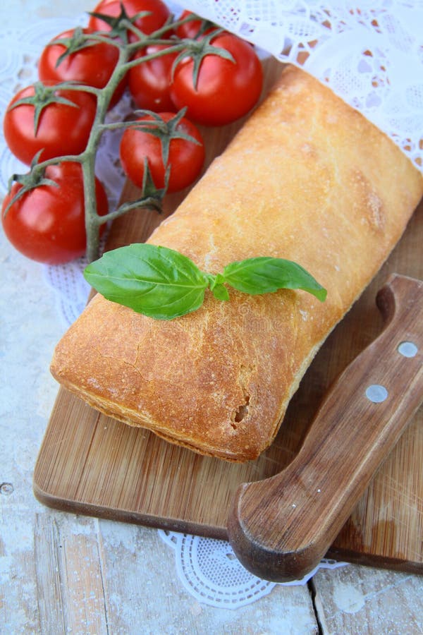Traditional Italian Ciabatta Bread with Tomato Stock Image - Image of ...