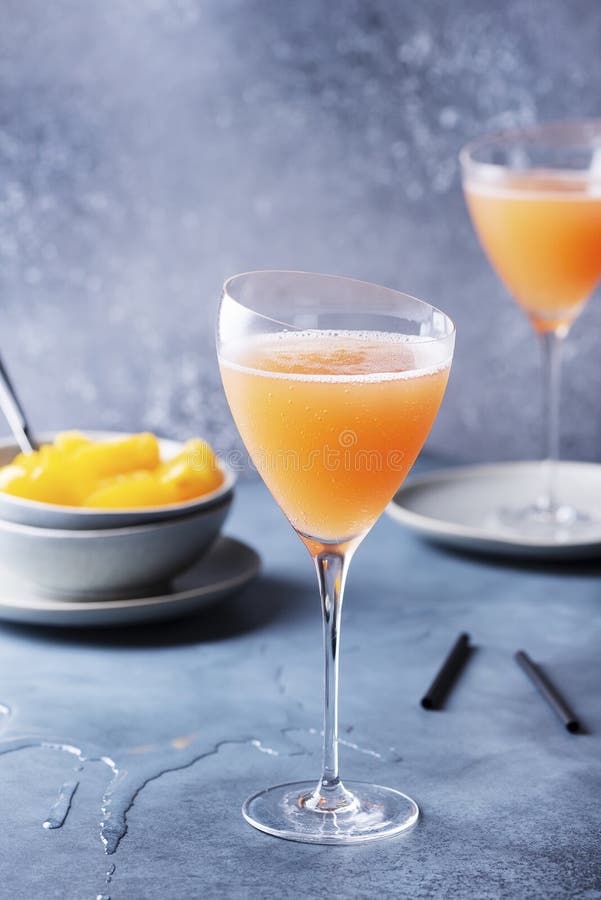 Traditional Italian Cocktail Bellini Stock Image - Image of flute ...