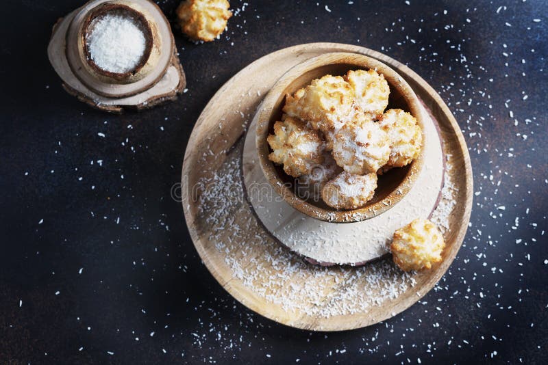 Traditional Italian Cookies with Coconut Stock Photo - Image of golden ...