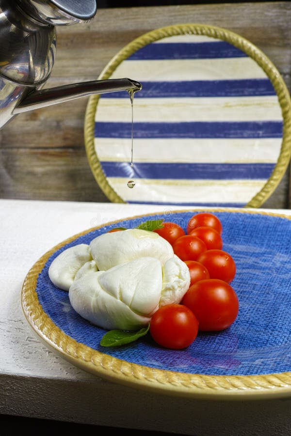 Traditional Italian Mozzarella Buffala with Tomatoes and Basil a Stock ...