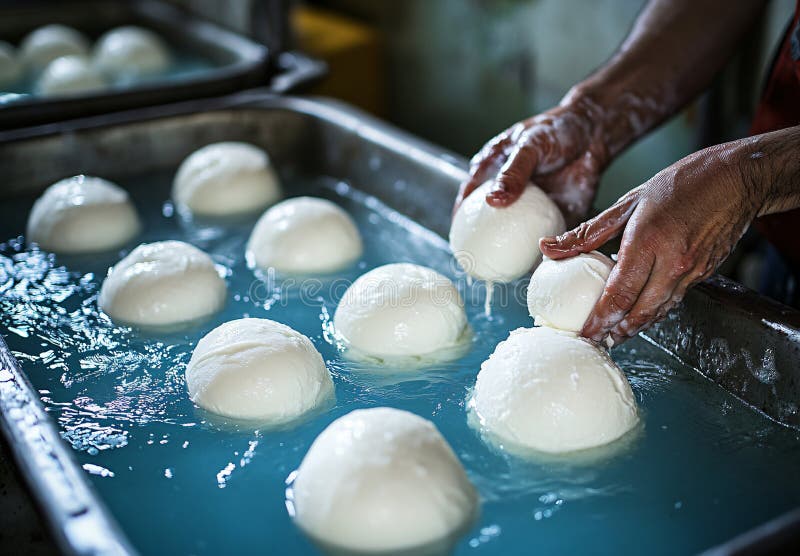 Traditional Italian Mozzarella Cheesemaking Process Stock Illustration ...