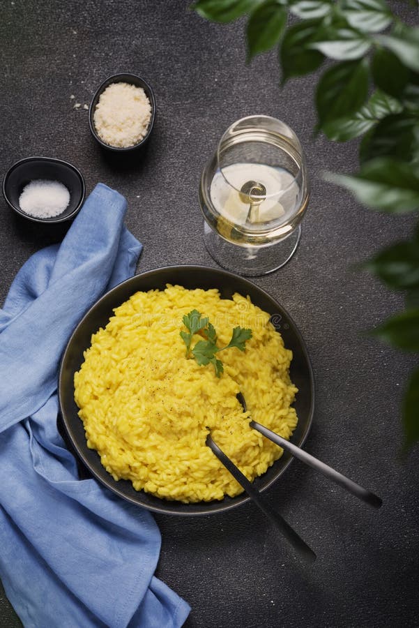 Traditional Italian Risotto with Saffron Stock Photo - Image of plate ...
