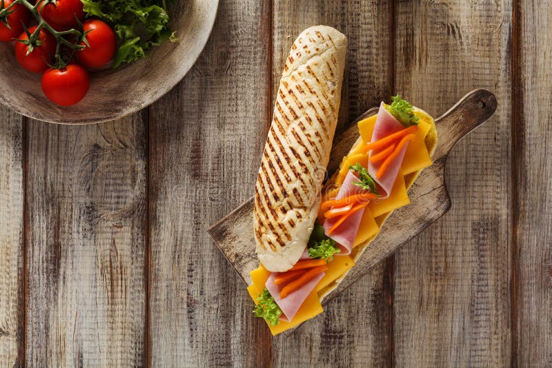 Traditional Italian Sandwich with Ham and Cheese Served Warm Stock ...