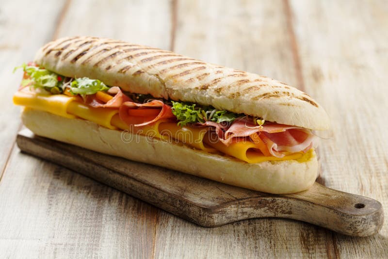 Traditional Italian Sandwich with Ham and Cheese Served Warm Stock ...