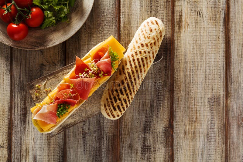 Traditional Italian Sandwich with Ham and Cheese Served Warm Stock ...
