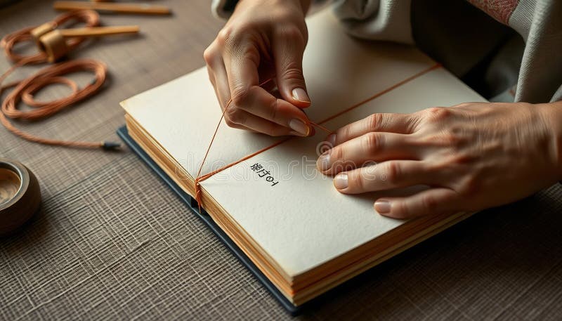 Traditional Japanese Bookbinding (Watoji) Process Stock Illustration ...
