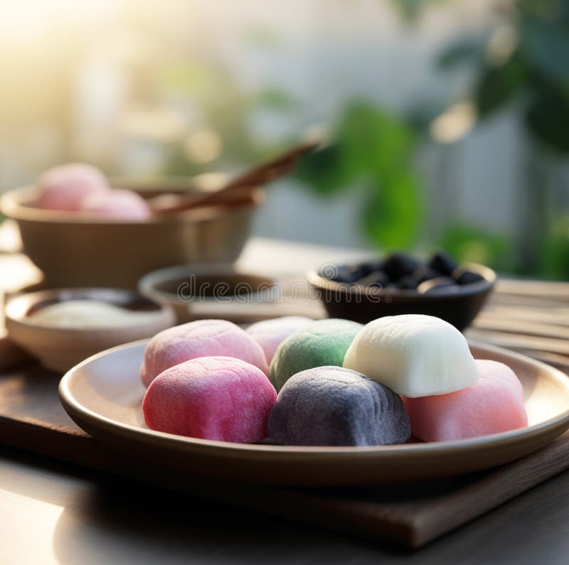 Traditional Japanese Dessert Mochi Stock Illustration - Illustration of ...