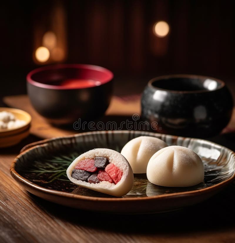 Traditional Japanese Dessert Mochi Stock Illustration - Illustration of ...