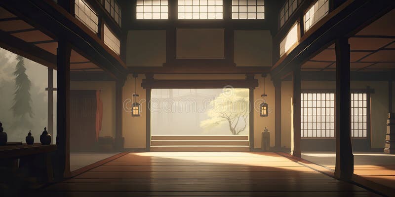 Traditional Japanese Dojo Interior, Generative AI Stock Illustration ...