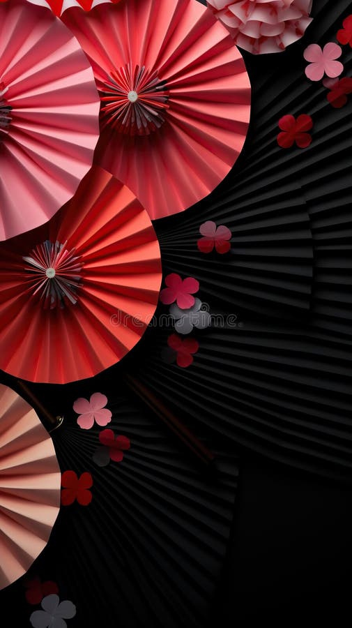 Traditional Japanese Fan Sensu Decorative Pattern Vertical Background ...