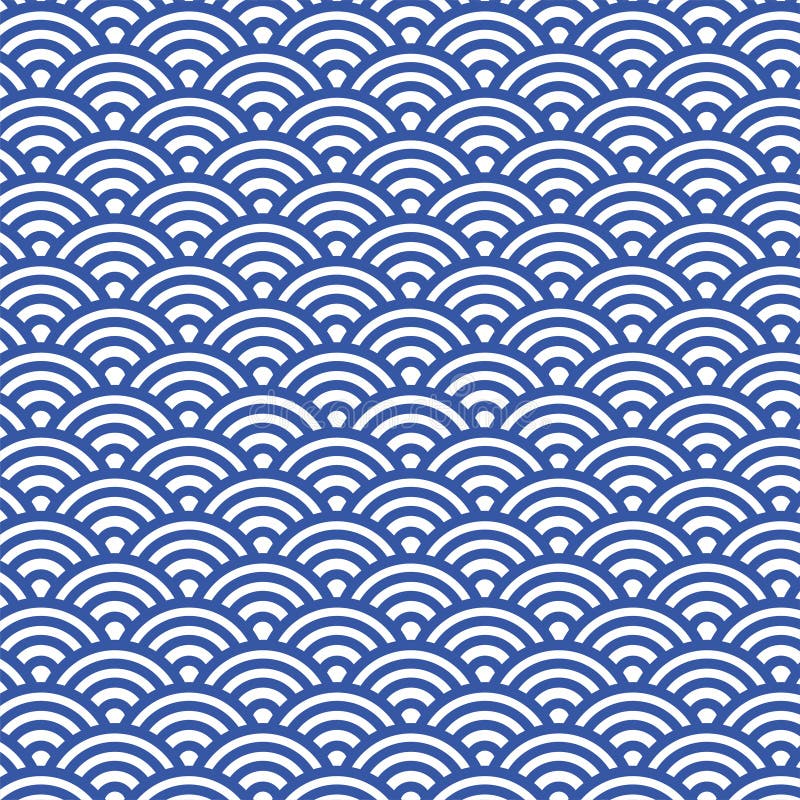 Traditional Japanese Folk Seigaiha Pattern - Vector Seamless Background ...