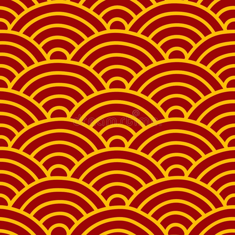 Traditional Japanese Folk Seigaiha Pattern Vector Seamless Background ...