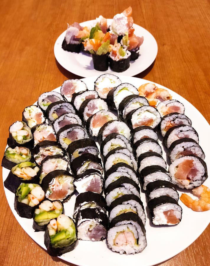Traditional Japanese Food, Sushi and Rolls Stock Photo - Image of ...