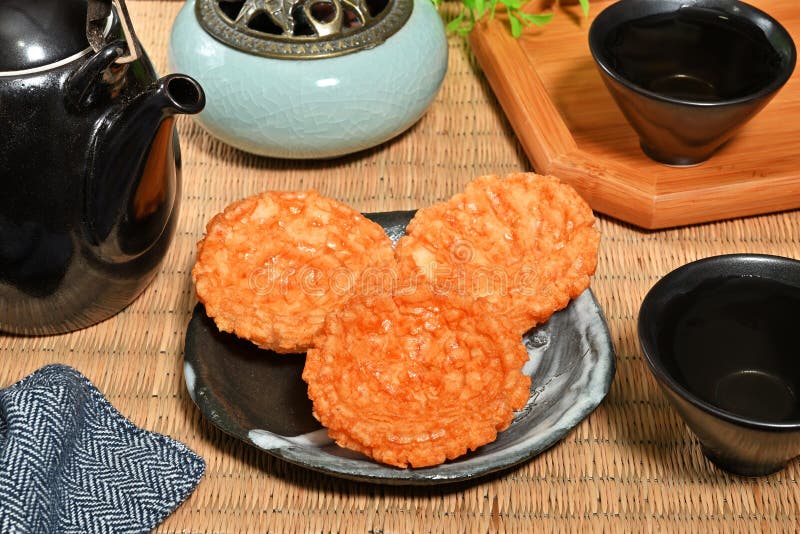 Fried crispy rice crackers stock photo. Image of appetizer - 305344778