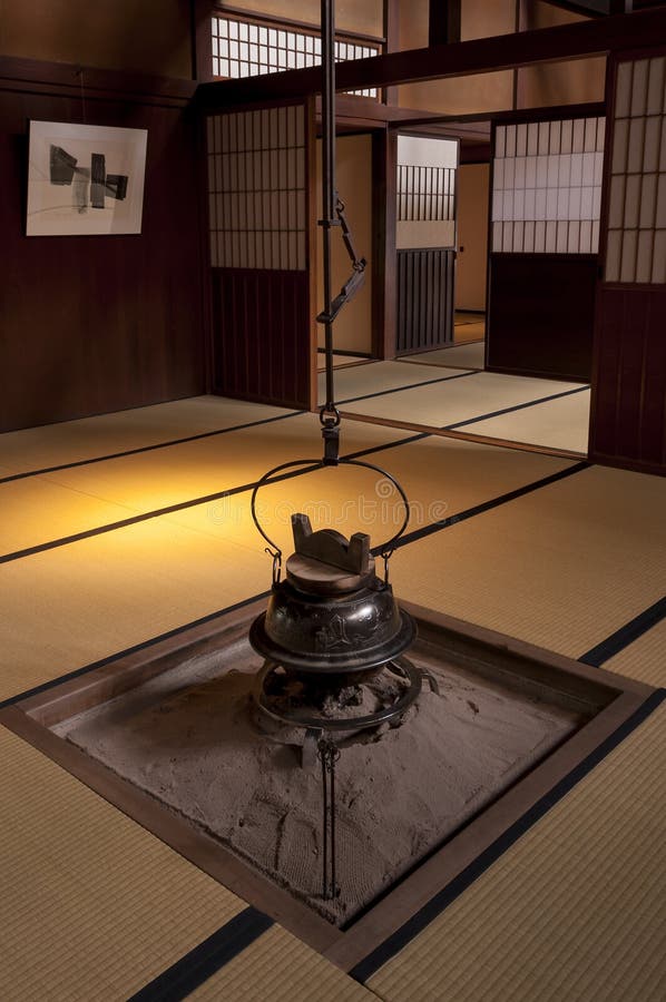 Traditional Japanese Home Interior with Hanging Tea Pot Stock Photo ...