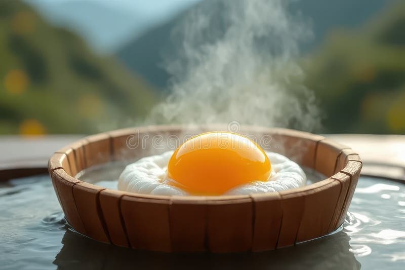 Japanese Onsen Eggs Experience Stock Illustration - Illustration of ...