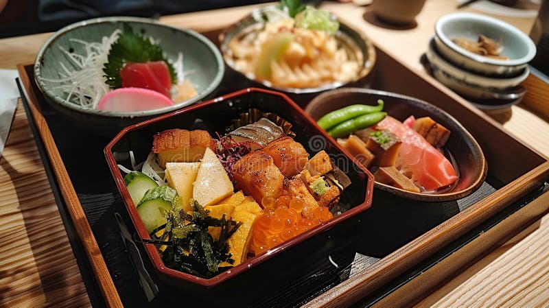 Traditional Japanese Kaiseki Meal with Multiple Courses Stock ...