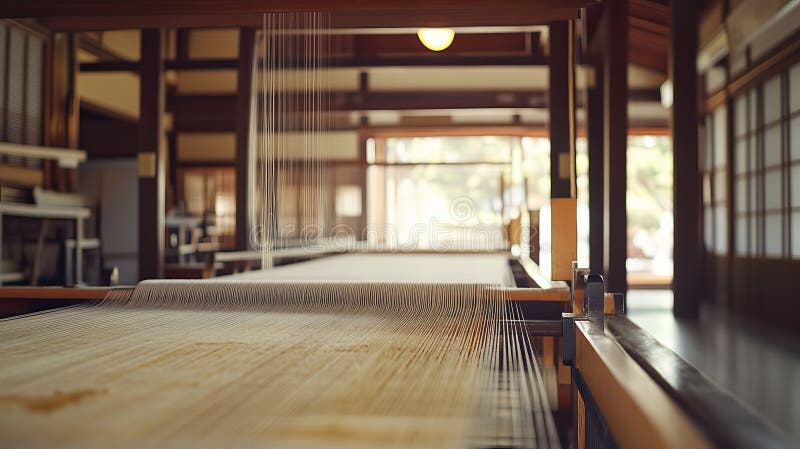 Traditional Japanese Loom Interior with Fine Silk Weaving Techniques in ...