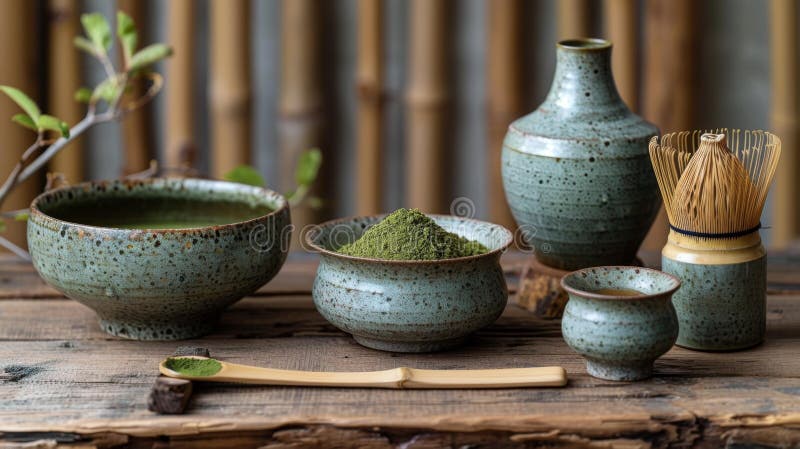 Traditional Japanese Matcha Tea Set - Generative Ai Stock Illustration ...
