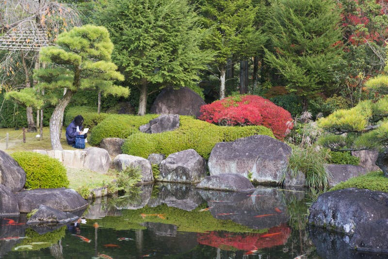 Traditional Japanese Park in Autumn Editorial Photography - Image of ...