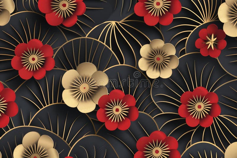 Traditional Japanese Pattern in Geometric Oriental Style with 3d Effect ...
