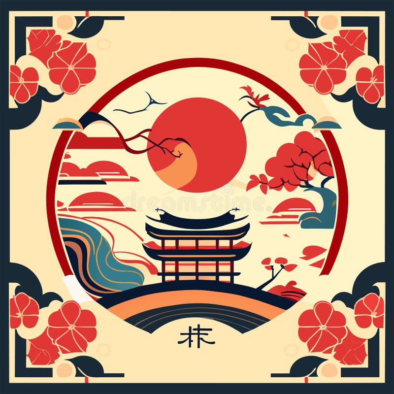 Traditional Japanese Pattern. Vector Illustration in Retro Style ...