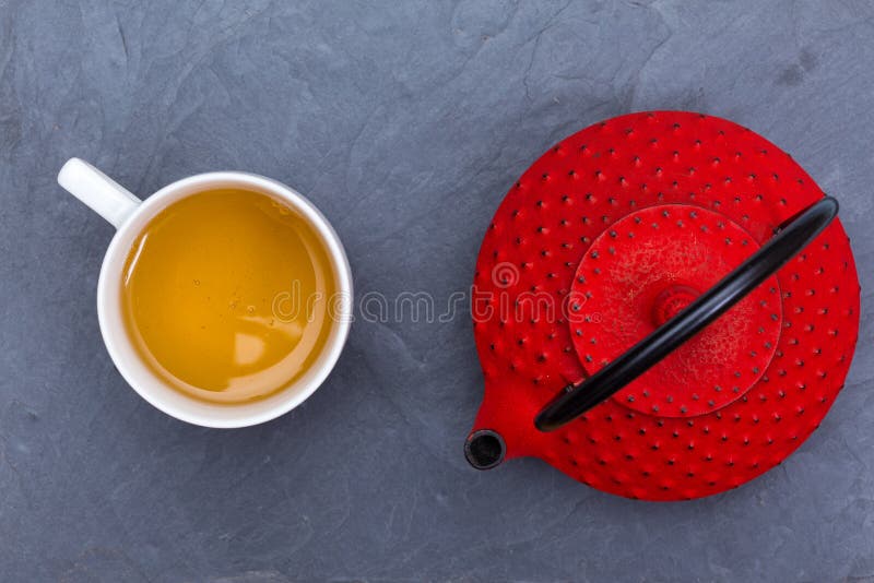 Traditional Japanese Red Teapot and a Cup of Tea Stock Image - Image of ...