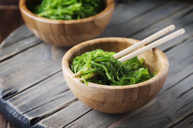 Traditional Japanese Salad Chuka on the Wooden Table Stock Image ...