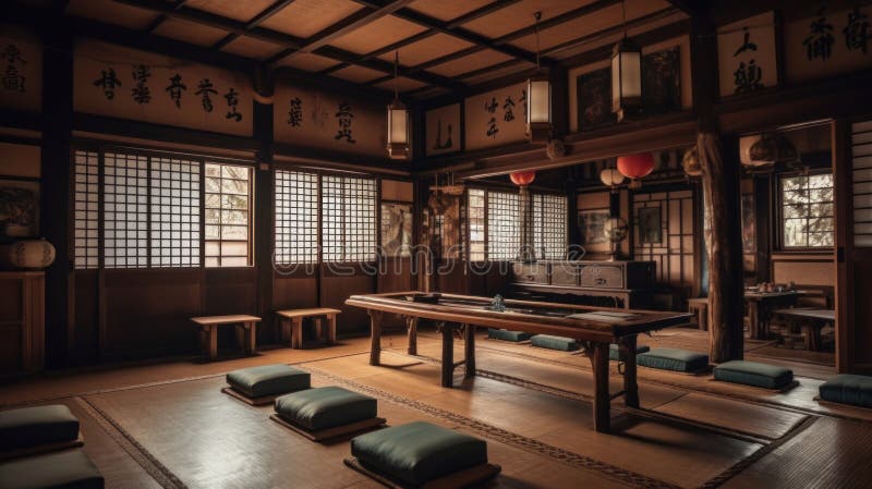 Traditional Japanese Style Dojo. Generative AI Stock Illustration ...
