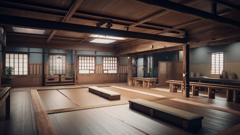 Traditional Japanese Style Dojo. Generative AI Stock Illustration ...